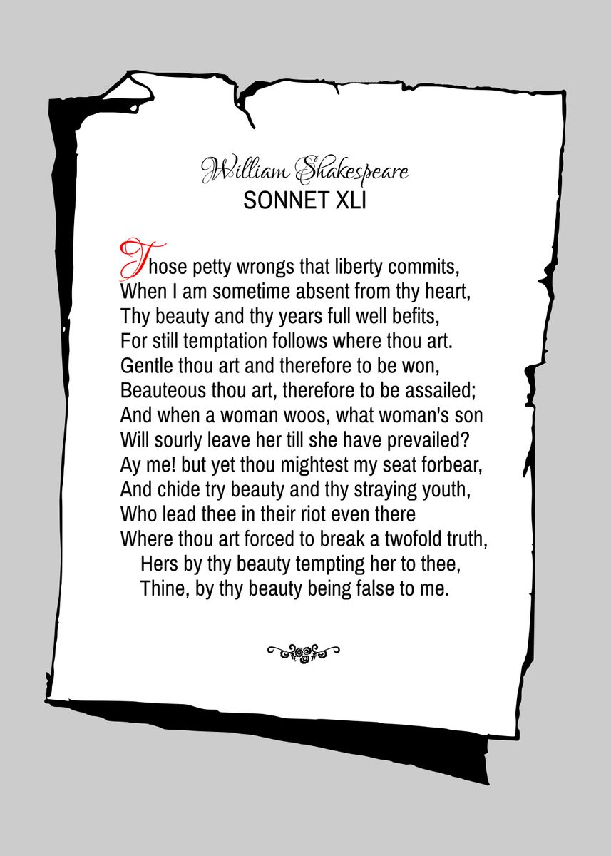 'Shakespeare Sonnet 41' Poster, picture, metal print, paint by Art ...