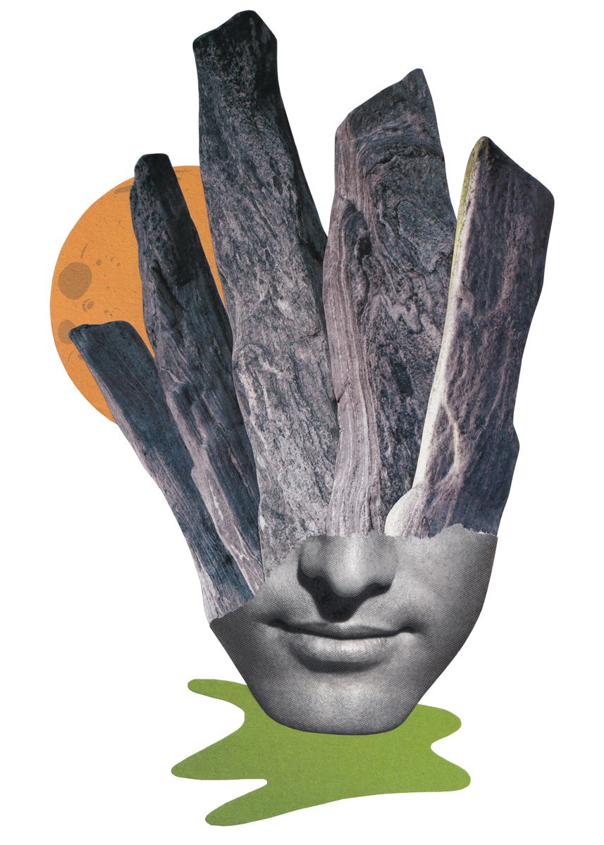 'Stone Head 1' Poster, picture, metal print, paint by Kertasiun | Displate
