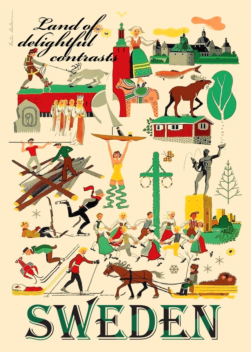 'Sweden' Poster, picture, metal print, paint by Long Shot | Displate