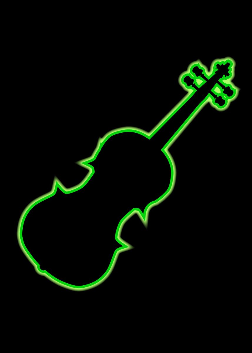 'Fiddle Neon Outline' Poster, picture, metal print, paint by HomeStead ...