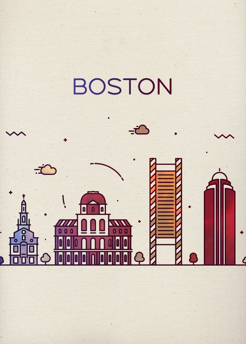 'Boston City Skyline Art' Poster by Design Turnpike | Displate
