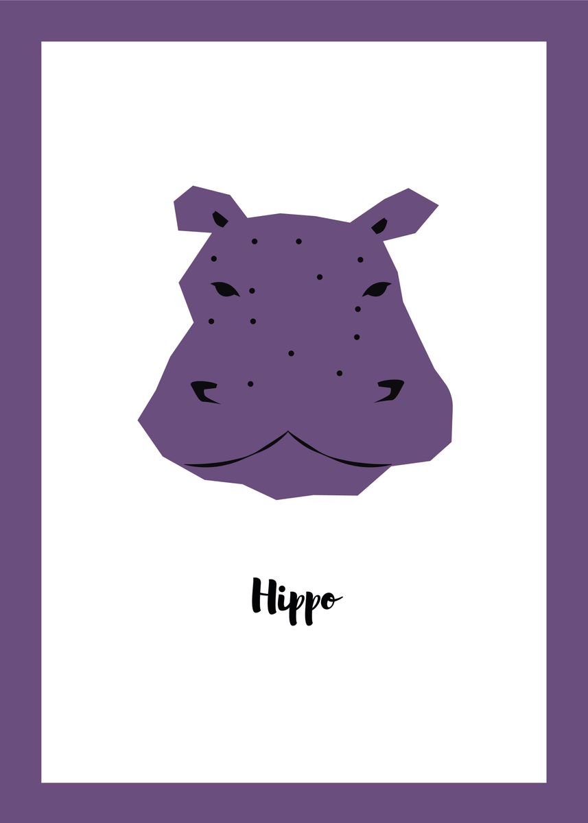 'Hippo Minimal Design' Poster, picture, metal print, paint by stepkunst ...