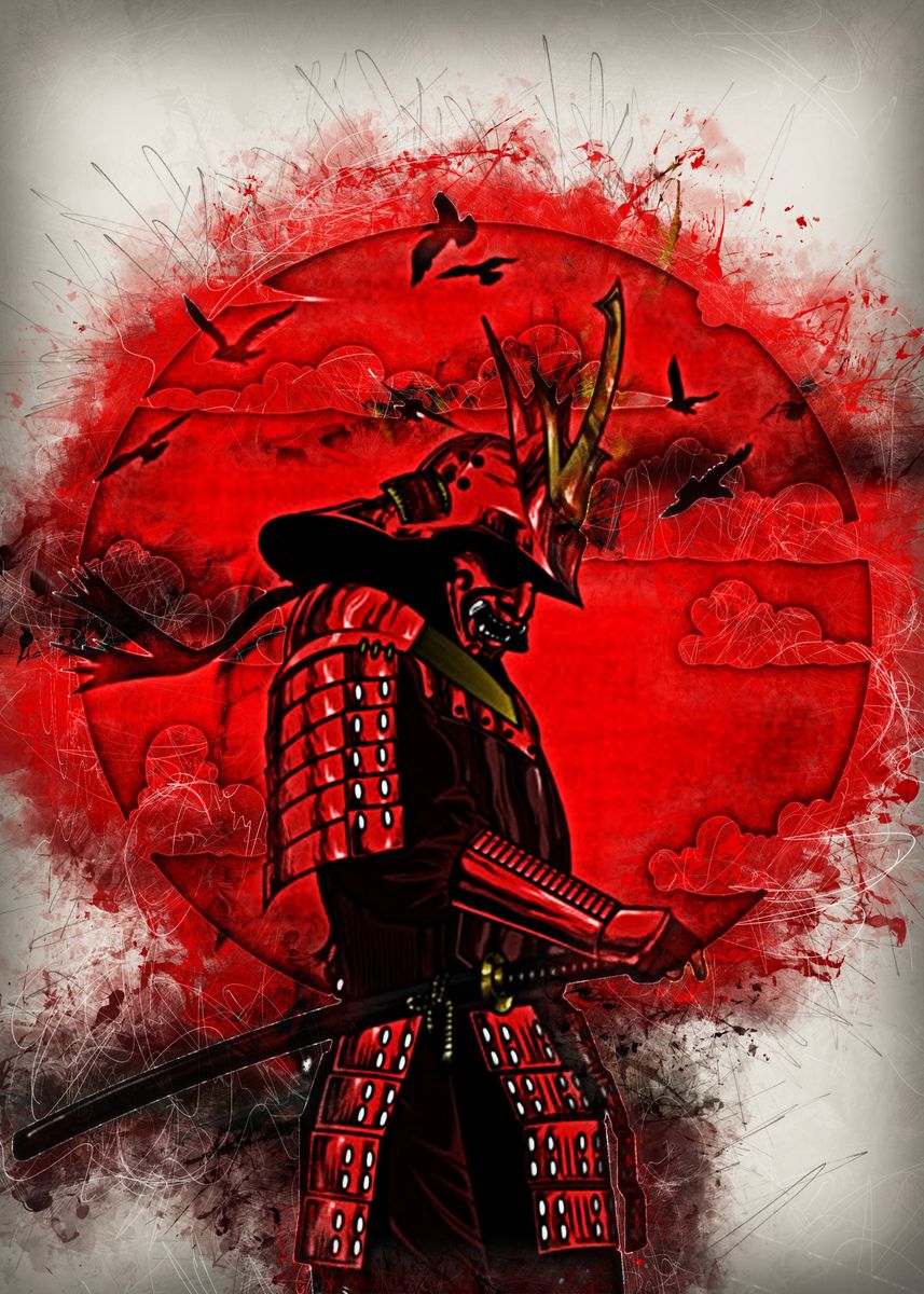 'samurai' Poster, picture, metal print, paint by Trần Văn Dũng | Displate