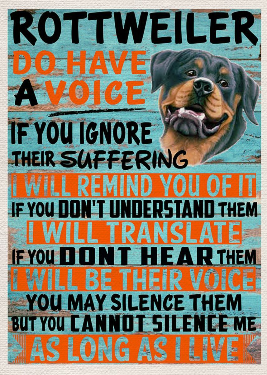 'Rottweiler funny poster' Poster, picture, metal print, paint by Katty ...