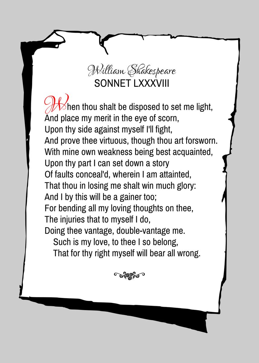 'Shakespeare Sonnet 88' Poster, picture, metal print, paint by Art ...