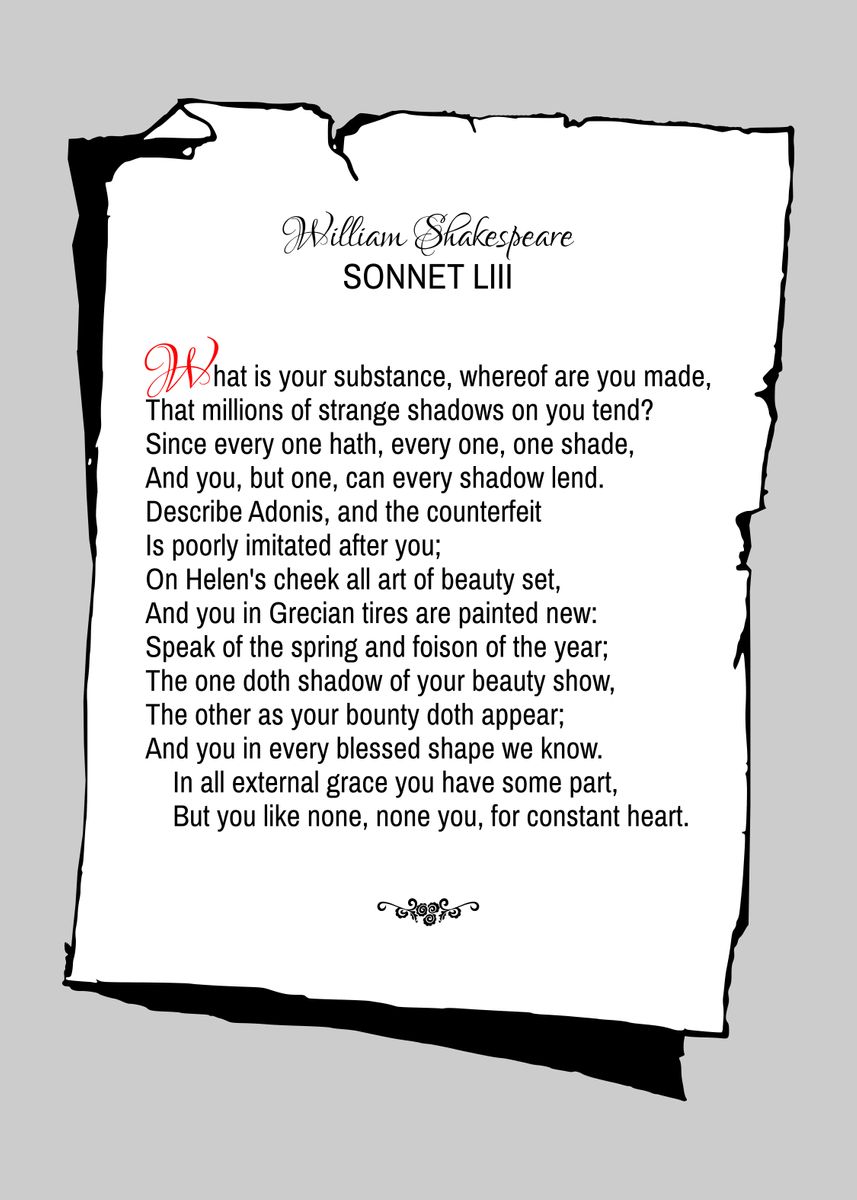 'Shakespeare Sonnet 53' Poster, picture, metal print, paint by Art ...