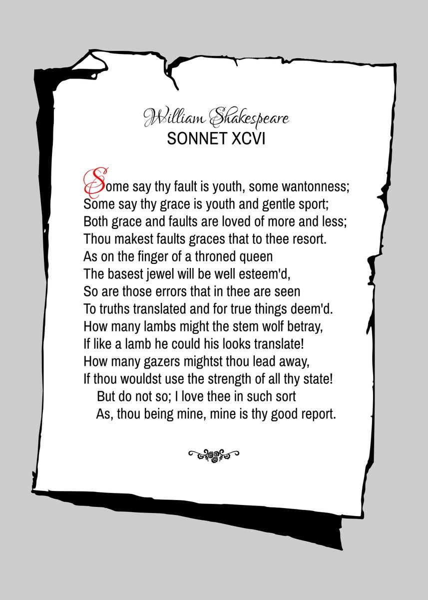 'Shakespeare Sonnet 96' Poster, picture, metal print, paint by Art ...