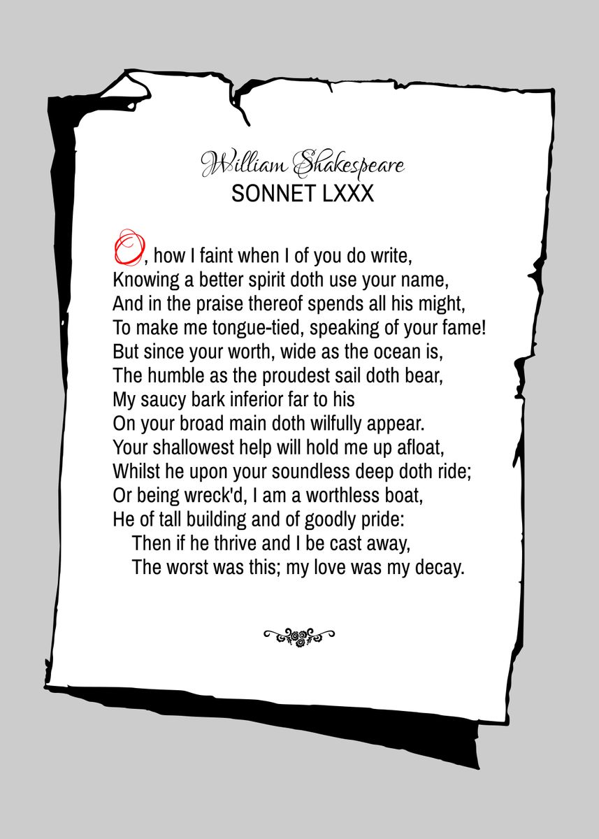 'Shakespeare Sonnet 80' Poster by Art Ofphotos | Displate