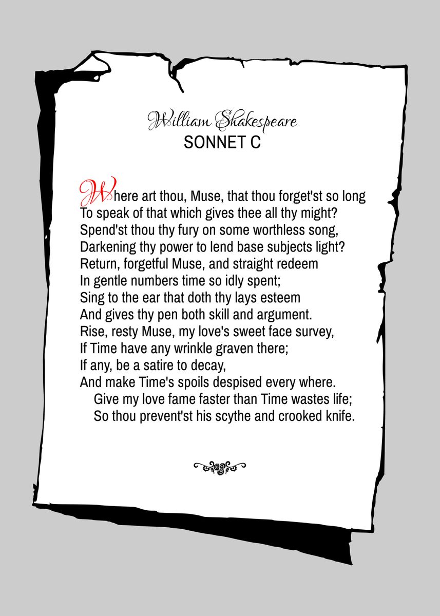 'Shakespeare Sonnet 100' Poster, picture, metal print, paint by Art ...