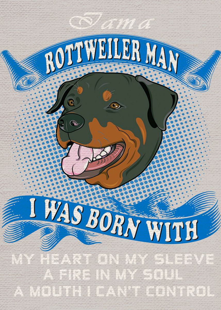 'Rottweiler funny poster' Poster, picture, metal print, paint by Katty ...