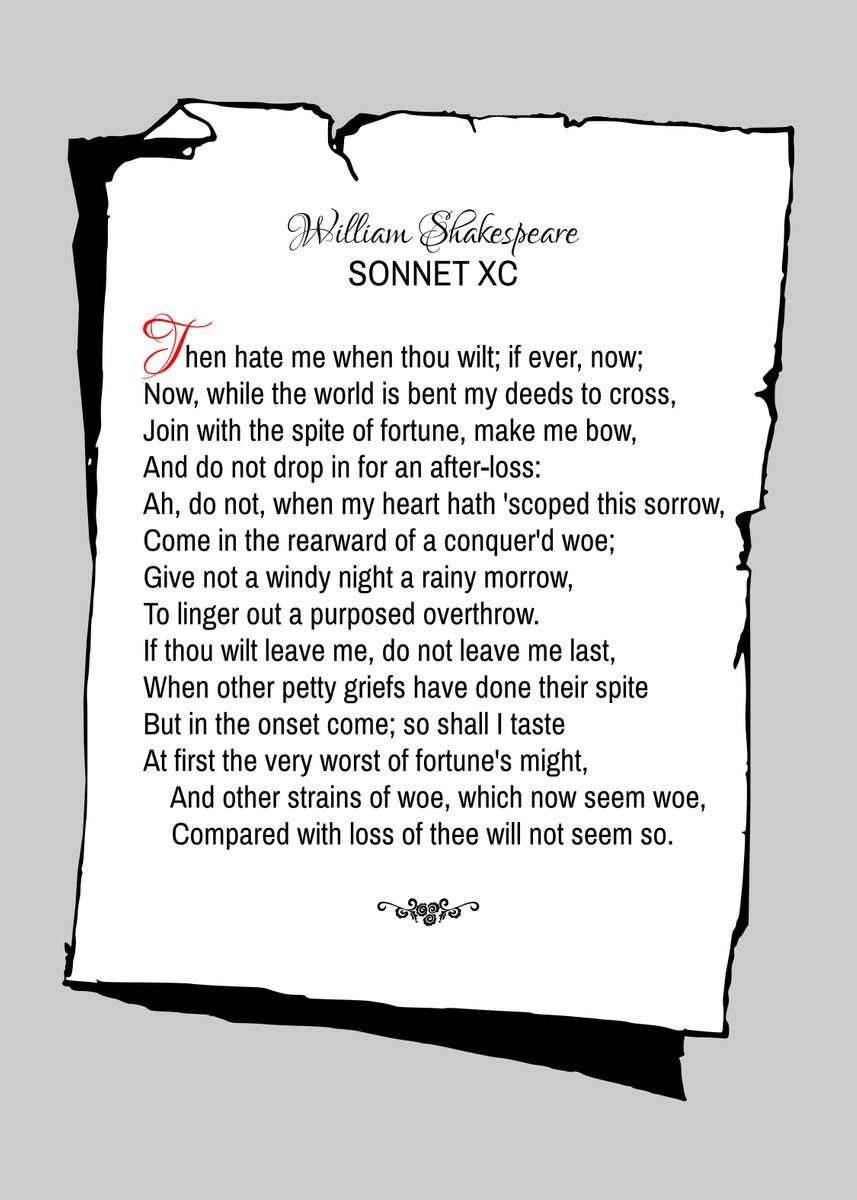 'Shakespeare Sonnet 90' Poster, picture, metal print, paint by Art ...