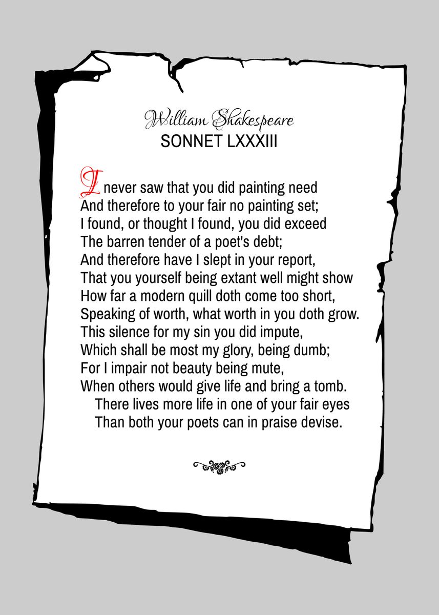 'Shakespeare Sonnet 83' Poster, picture, metal print, paint by Art ...