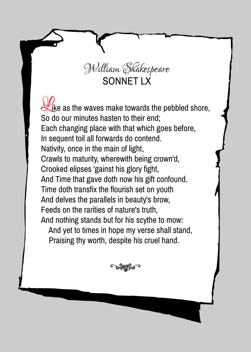 'Shakespeare Sonnet 60' Poster, picture, metal print, paint by Art ...