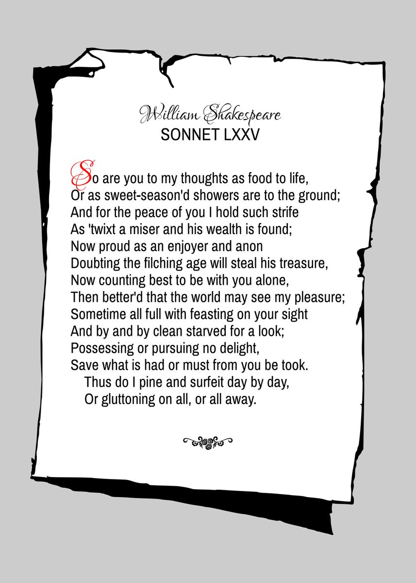'Shakespeare Sonnet 75' Poster by Art Ofphotos | Displate