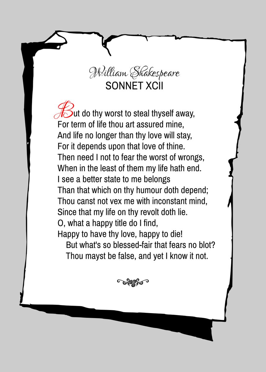 'Shakespeare Sonnet 92' Poster, picture, metal print, paint by Art ...