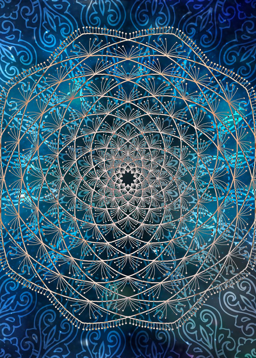 Blue Sacred Mandala Poster By Mcashe Art Displate