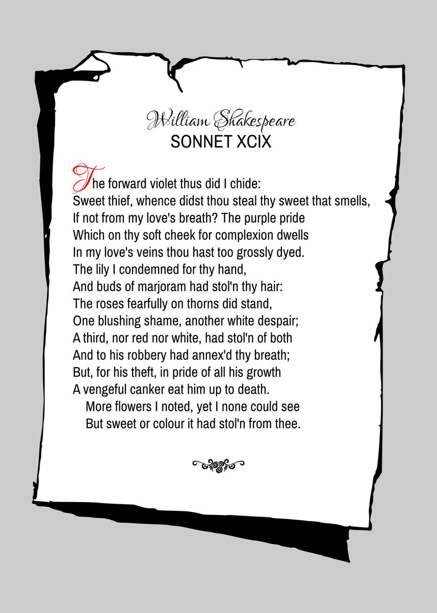 'Shakespeare Sonnet 99' Poster, picture, metal print, paint by Art ...