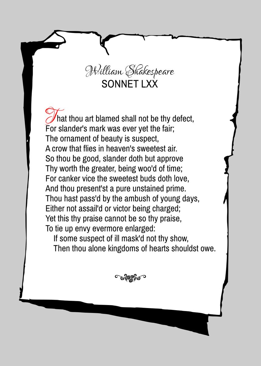 'Shakespeare Sonnet 70' Poster by Art Ofphotos | Displate