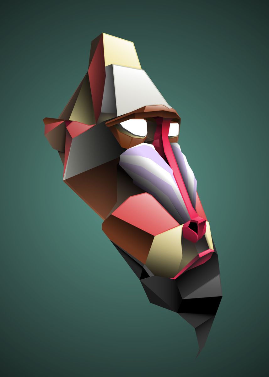 ' Neo cubism mask baboon' Poster, picture, metal print, paint by ...