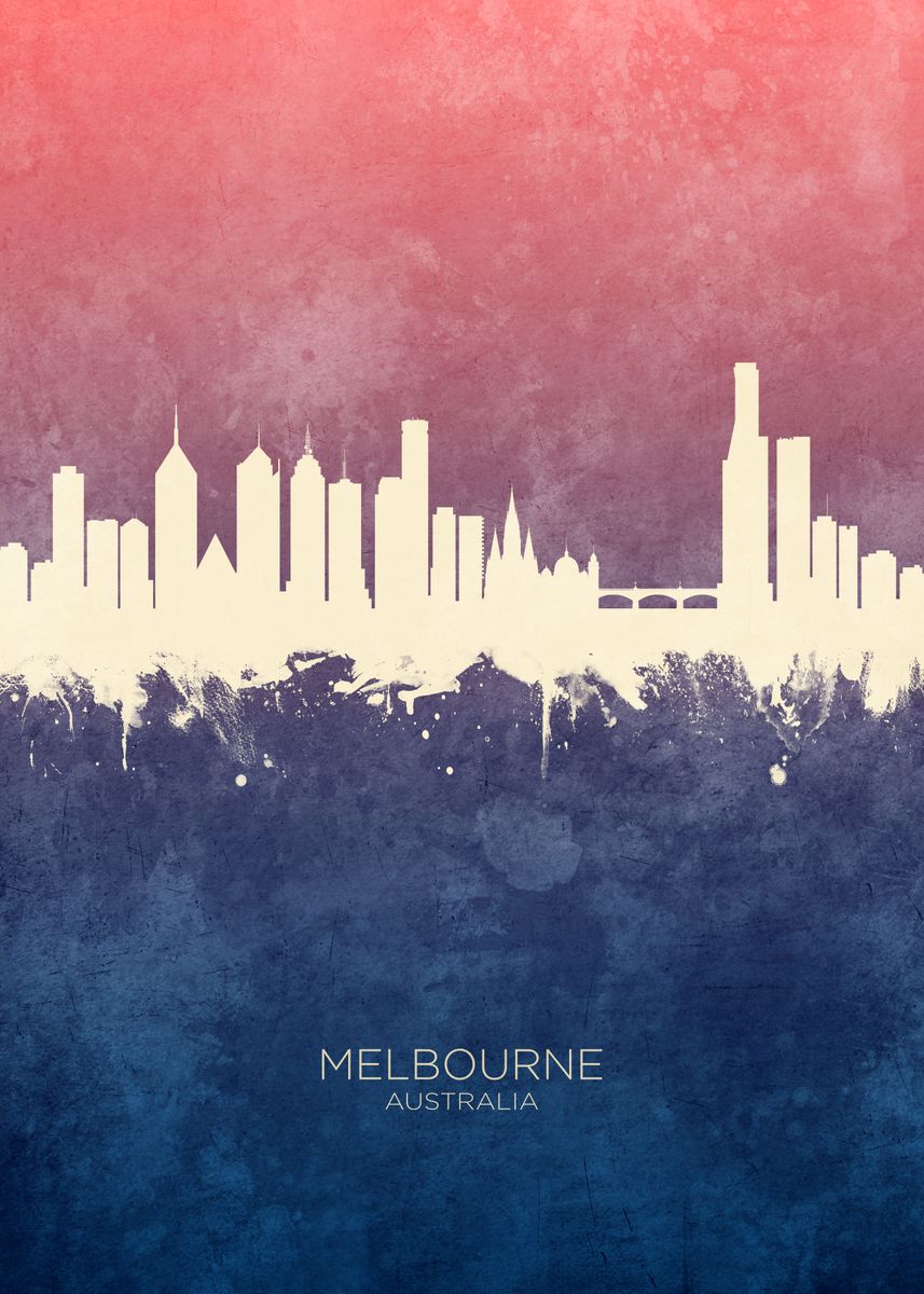 'Melbourne Skyline' Poster, picture, metal print, paint by Michael ...