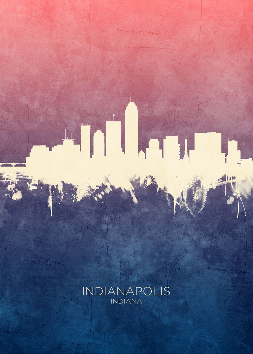 'Indianapolis Skyline' Poster by Michael Tompsett | Displate