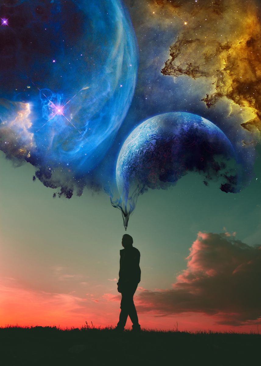 'Space Thinking' Poster, picture, metal print, paint by Eggiech | Displate