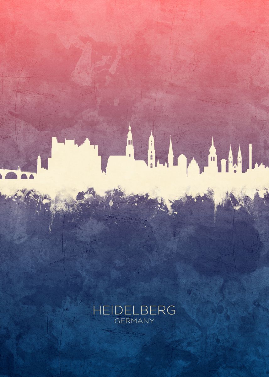'Heidelberg Germany Skyline' Poster, picture, metal print, paint by ...