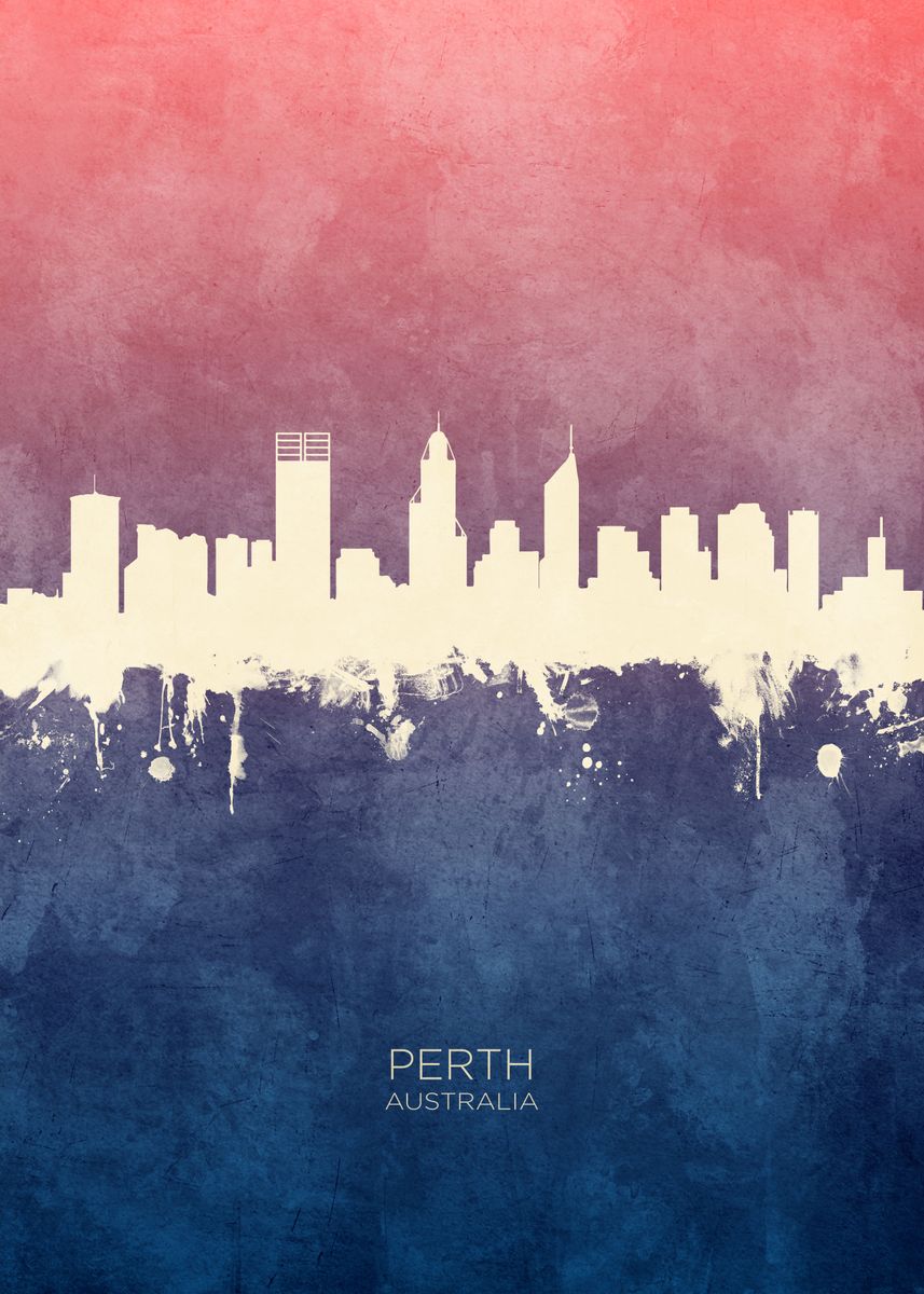 'Perth Australia Skyline' Poster, picture, metal print, paint by ...