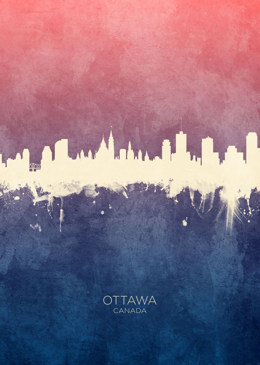 'Ottawa Canada Skyline' Poster, picture, metal print, paint by Michael ...