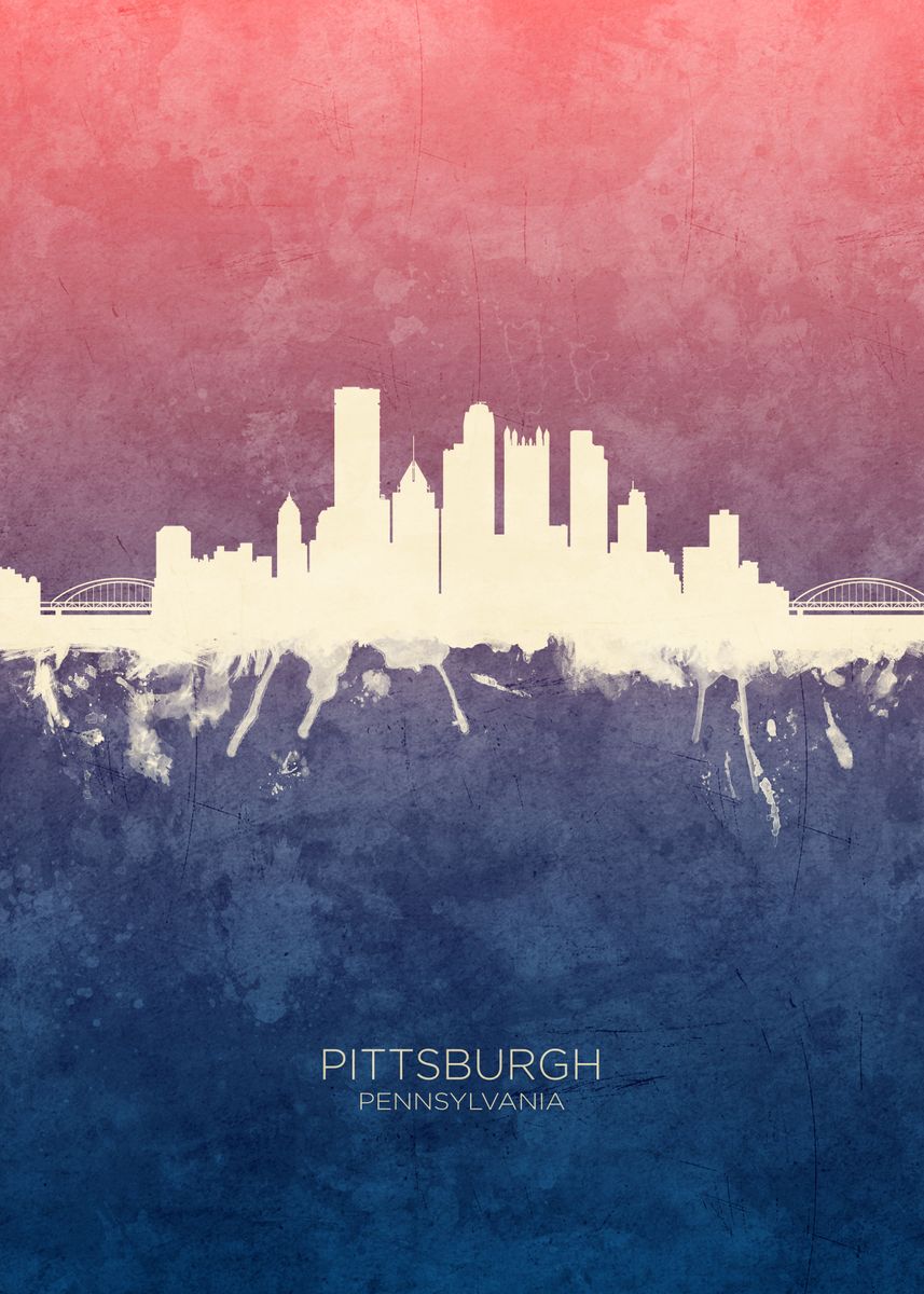 'Pittsburgh Skyline' Poster by Michael Tompsett | Displate