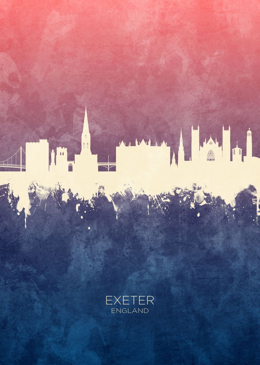 'Exeter England Skyline' Poster, picture, metal print, paint by Michael ...