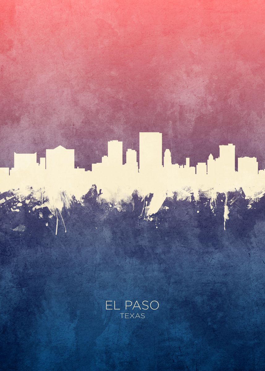 'El Paso Texas Skyline' Poster, picture, metal print, paint by Michael ...