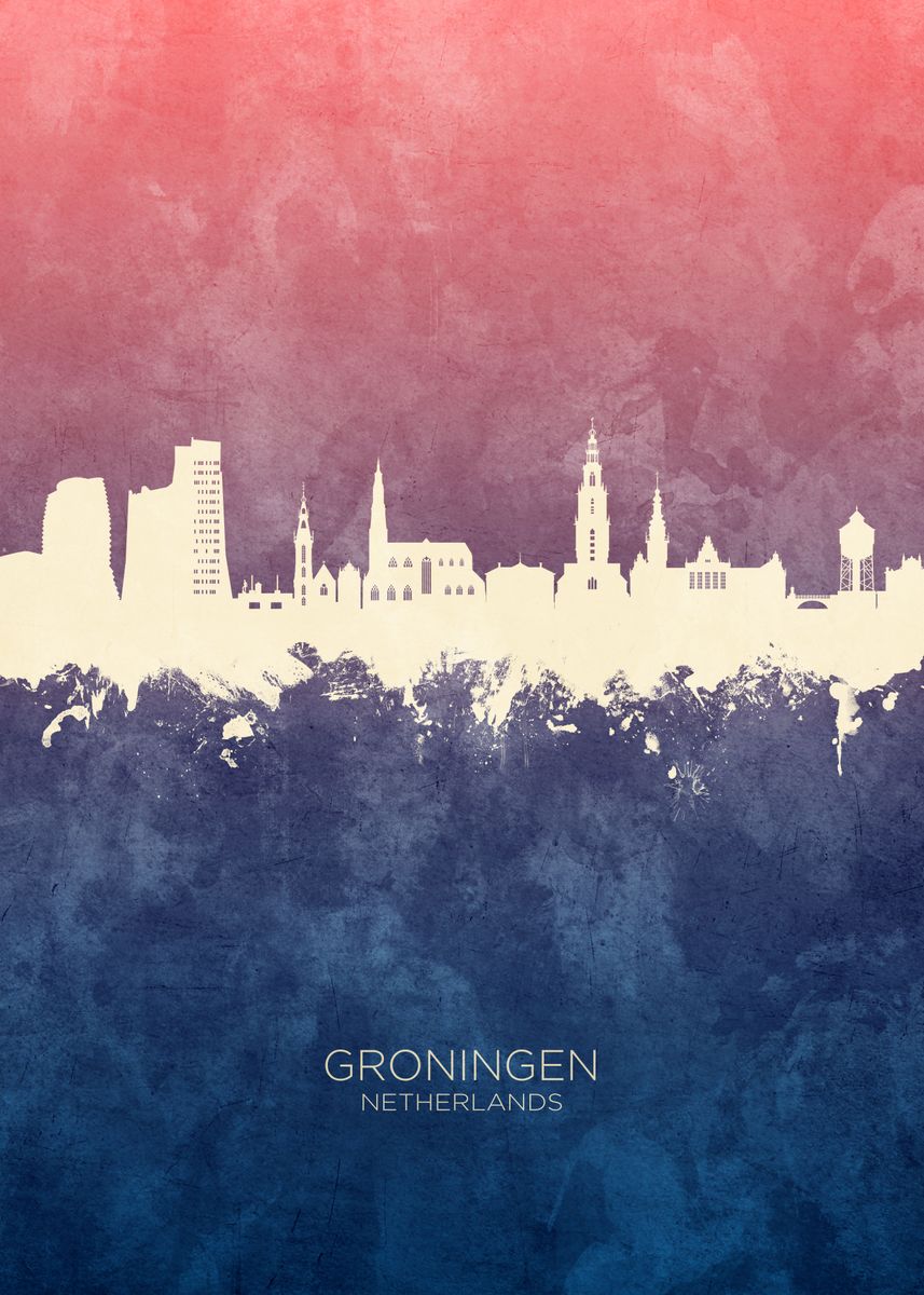 'Groningen Skyline' Poster by Michael Tompsett | Displate