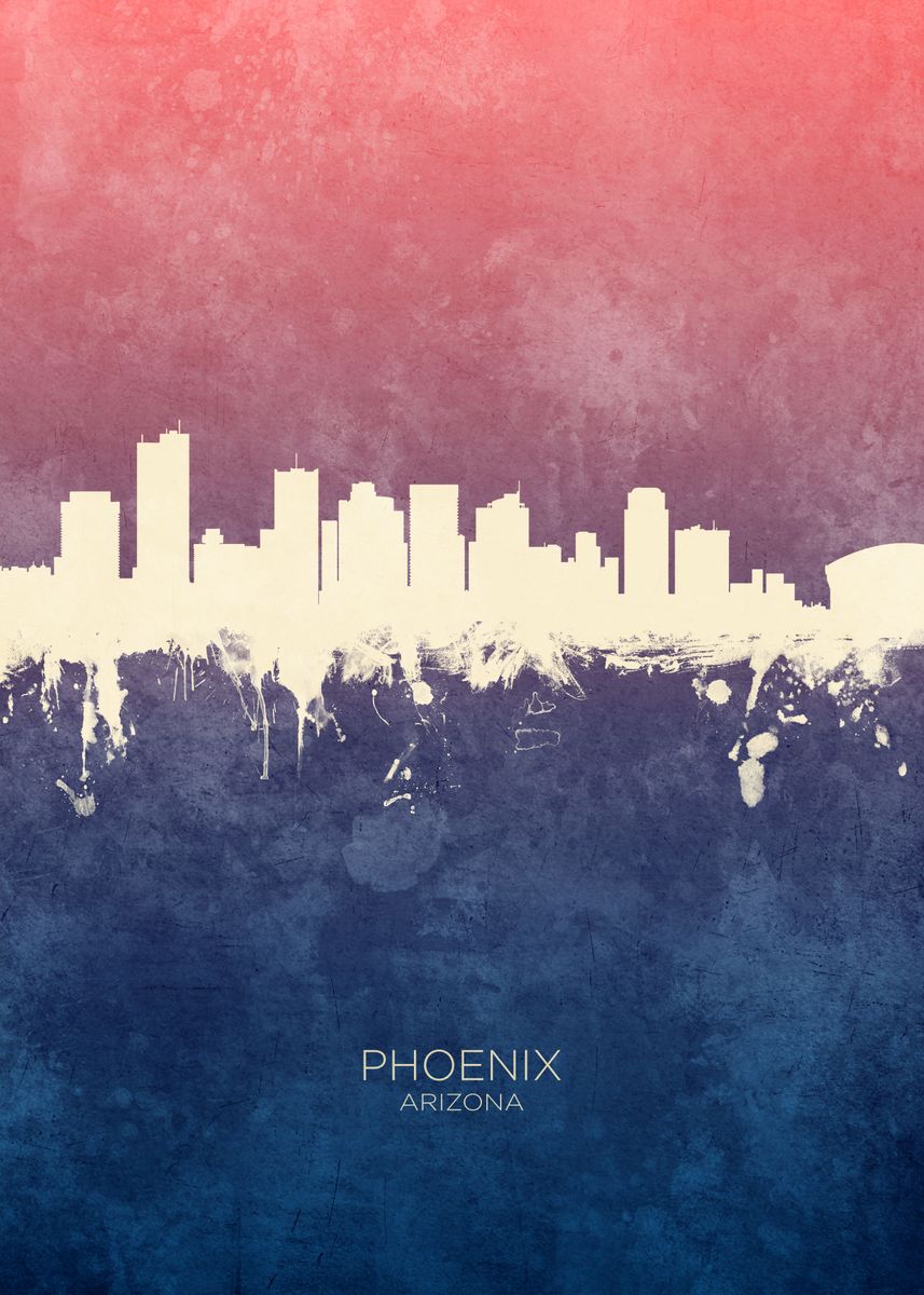 'Phoenix Arizona Skyline' Poster, picture, metal print, paint by ...