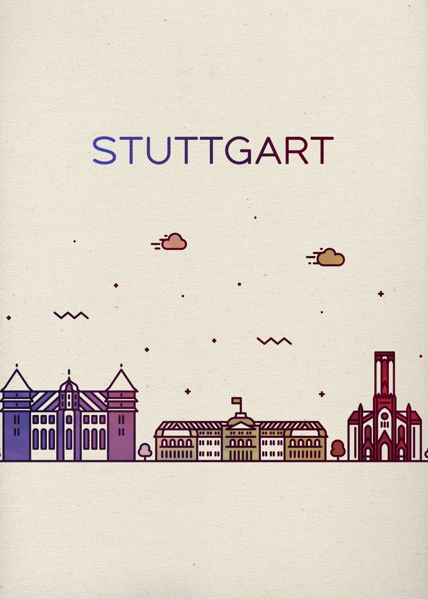 'Stuttgart City Skyline Art' Poster, picture, metal print, paint by ...