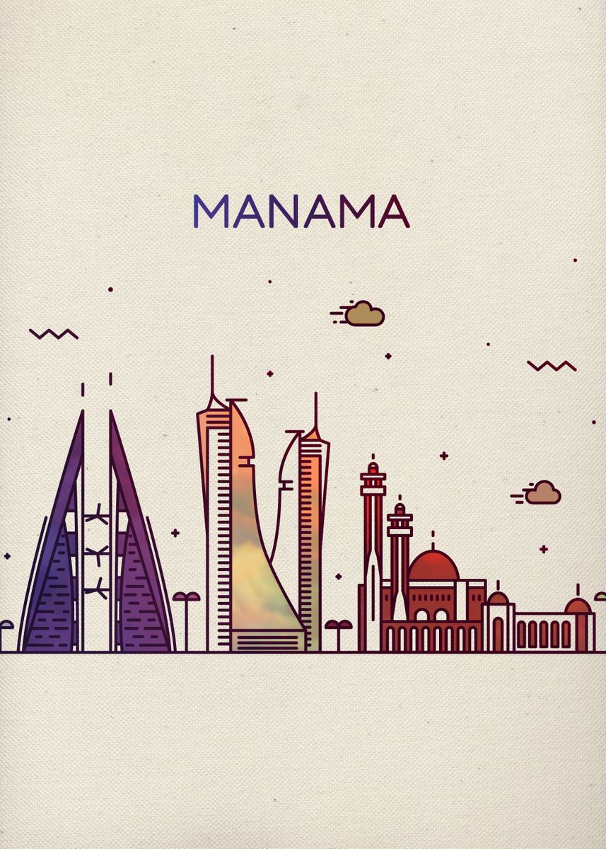 'Manama City Skyline Art' Poster by Design Turnpike | Displate