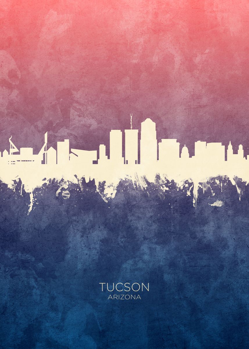 'Tucson Arizona Skyline' Poster, picture, metal print, paint by Michael ...