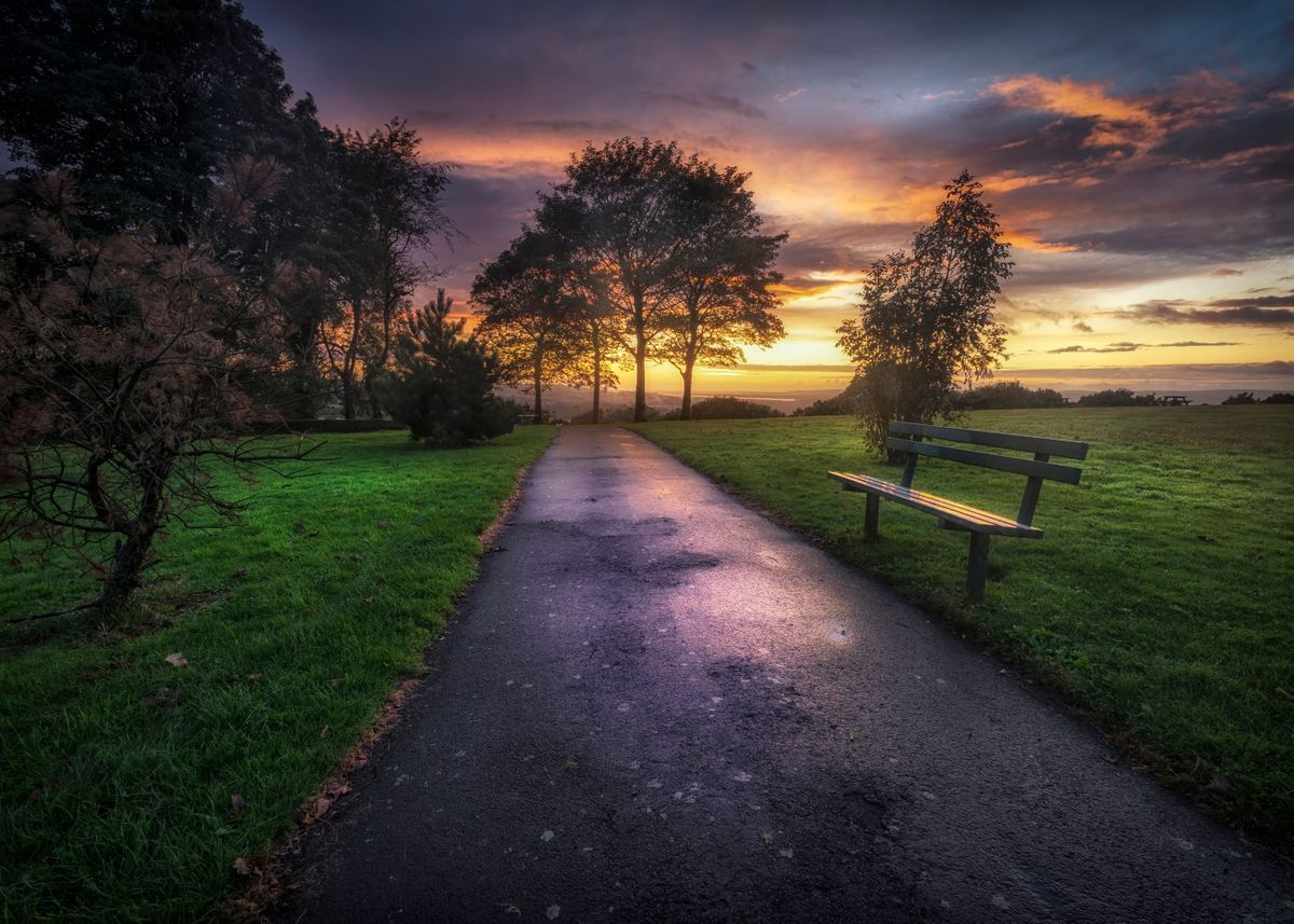 'Ravenhill park sunset' Poster by Leighton Collins | Displate