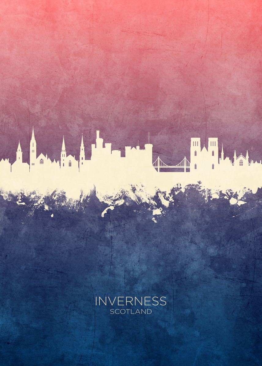 'Inverness Scotland Skyline' Poster by Michael Tompsett | Displate