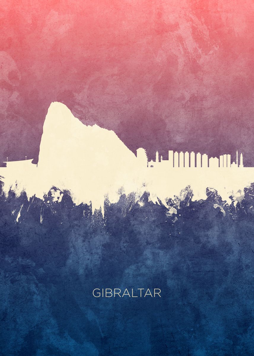 'Gibraltar Skyline' Poster, picture, metal print, paint by Michael ...