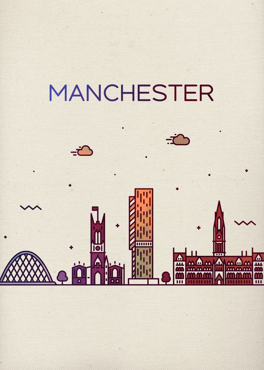 'Manchester England City' Poster, picture, metal print, paint by Design ...
