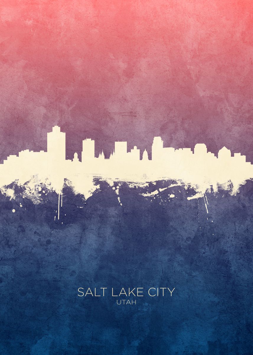 'Salt Lake City Skyline' Poster, picture, metal print, paint by Michael ...