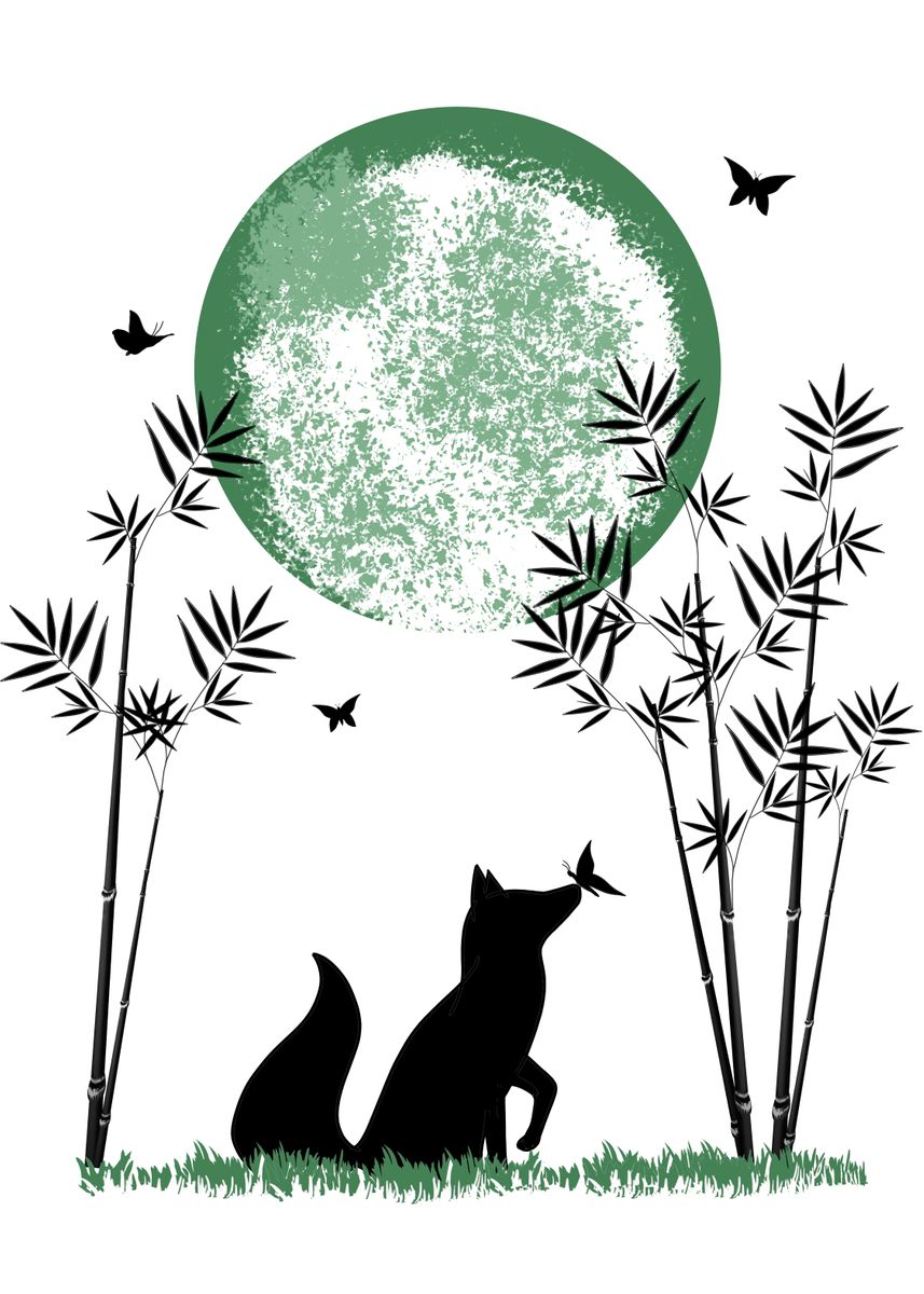 'Fox and Moon' Poster, picture, metal print, paint by DanRillustration ...