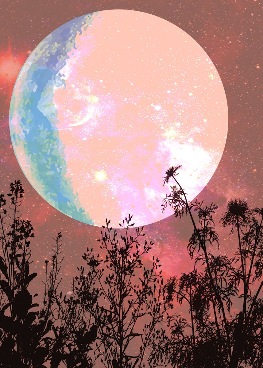 'full moon' Poster, picture, metal print, paint by Areej | Displate