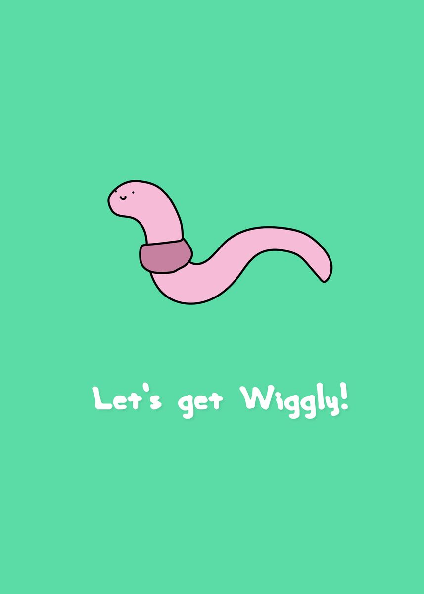 'Lets Get Wiggly Green' Poster, picture, metal print, paint by Jarrid ...