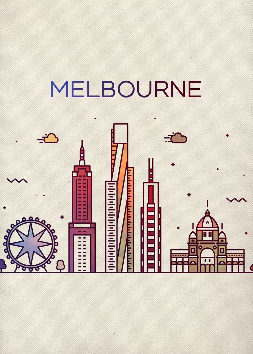'Melbourne City Skyline Art' Poster by Design Turnpike | Displate
