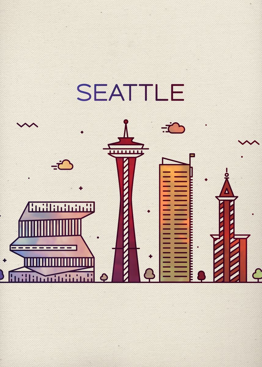 'Seattle City Skyline Art' Poster by Design Turnpike | Displate