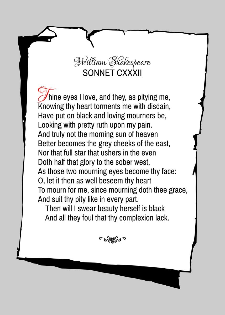 'Shakespeare Sonnet 132' Poster by Art Ofphotos | Displate
