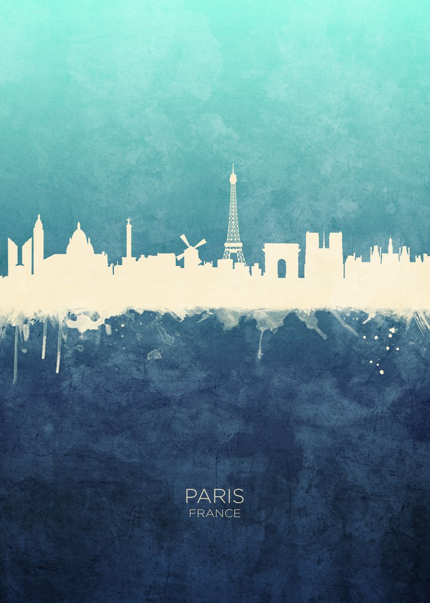 'Paris France Skyline' Poster, picture, metal print, paint by Michael ...