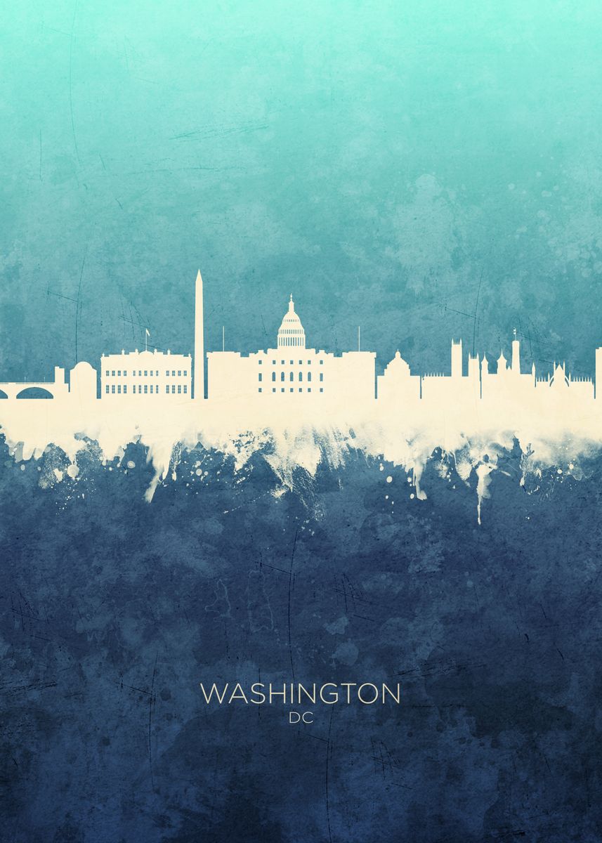 'Washington DC Skyline' Poster, picture, metal print, paint by Michael ...